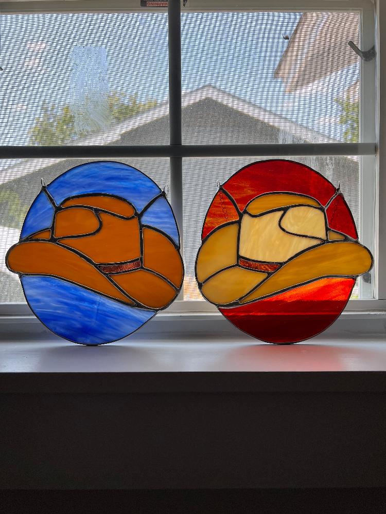 Cowboy Hat Stained Glass Panel – Tejas Glass